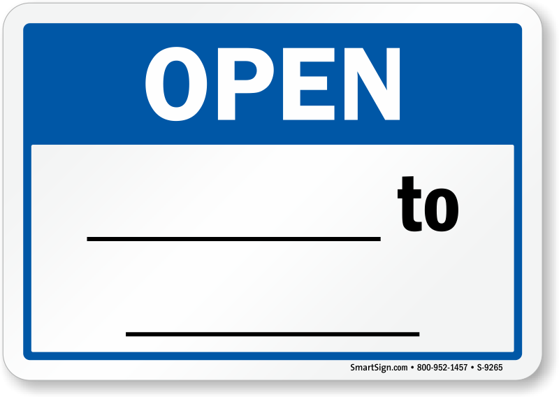 Open Hours From To Sign Open Hours From To Sign
