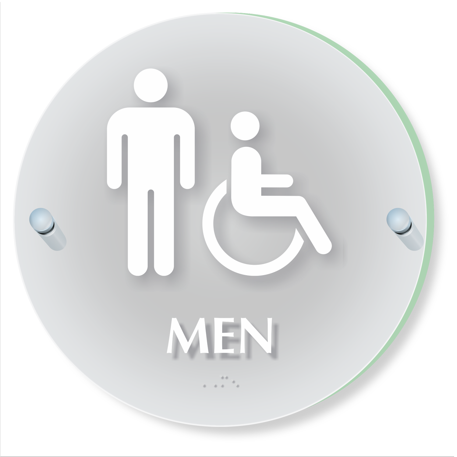 Wheelchair Accessible Restroom Sign With Handicap Symbol And Braille