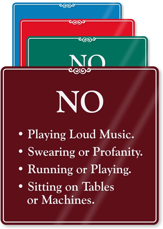 No Playing On The Hallways Signs